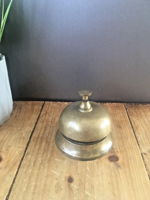 VINTAGE ANTIQUE BRASS Reception Desk Bell Loud Ringer Shop Hotel ...