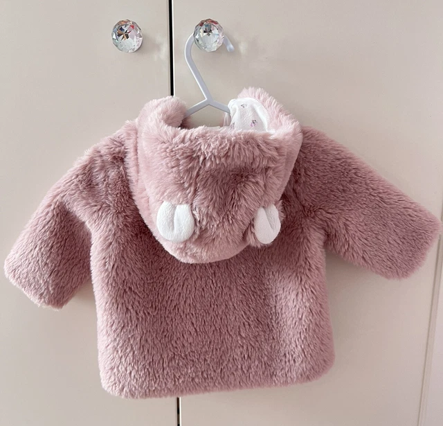 NEXT BABY GIRL Pink Fur Jacket Teddy Bear Ears Age Up To 3 Months £6.50 - PicClick UK