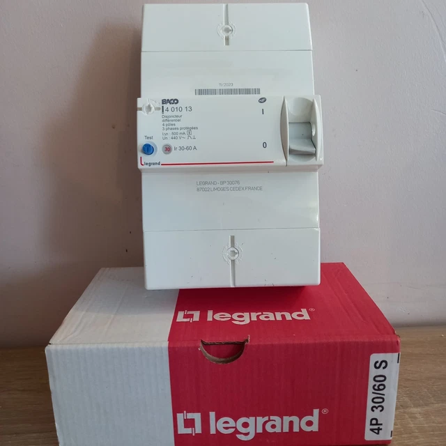 DISJONCTEUR DE BRANCHEMENT différentiel legrand 30/60 A Triphasé 4 ...