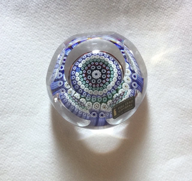 VINTAGE 1976 WHITEFRIARS Millefiori Glass Paperweight. Label + Monk ...