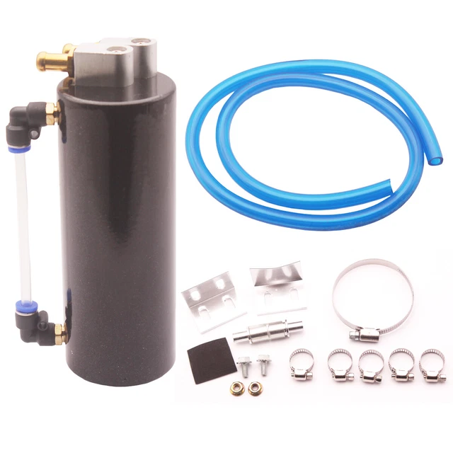 NEW BLACK UNIVERSAL Aluminum Racing Oil Catch Tank/CAN Round Can ...