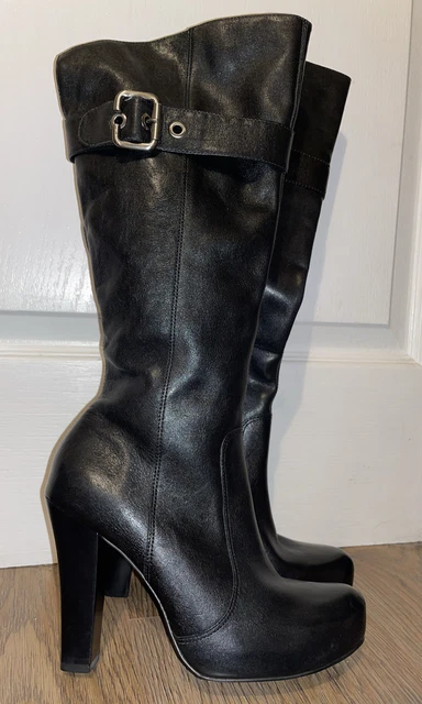 MODA IN PELLE Viva La Diva Platform Boots Knee High Black leather ...
