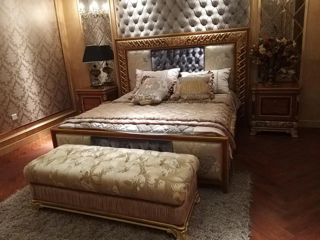 ANTIQUE STYLE DOUBLE Marriage Bed Design Luxury Uphosltery Beds Baroque ...