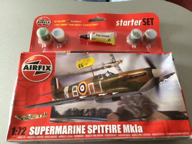 AIRFIX SUPERMARINE SPITFIRE Mk1a ~ 1:72 Scale Model Kit Ref. #A55100 Starter Set £10.00 ...
