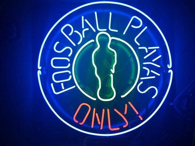 24&X24& FOOSBALL PLAYAS Only Neon Sign Lamp Light Visual Handmade Beer ...