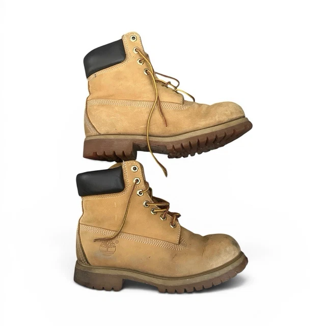 TIMBERLAND MEN'S BEIGE Leather Lace-Up Ankle Work Boots Rubber Sole UK7 ...