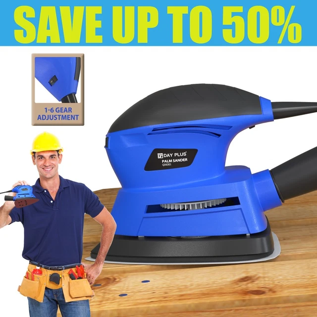 DAYPLUS 130W ELECTRIC Palm Detail Sander +6 Sanding Sheets Hand Power ...