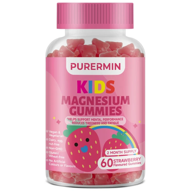 MAGNESIUM GUMMIES FOR Kids | 60 Gummies - 2 Month Supply | Strawberry ...