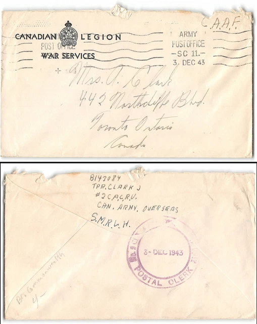 CANADIAN LEGION WAR Services envelope, Canadian Army Air Force free ...