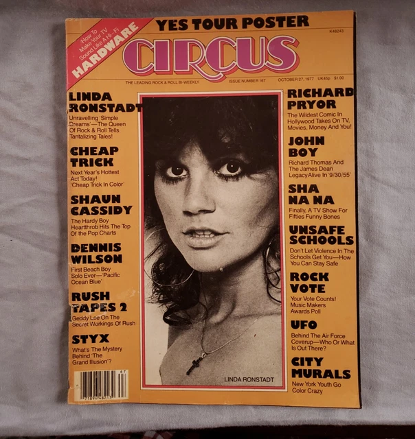 CIRCUS MAGAZINE OCTOBER 27 1977 Linda Ronstadt RUSH STYX Cheap Trick ...