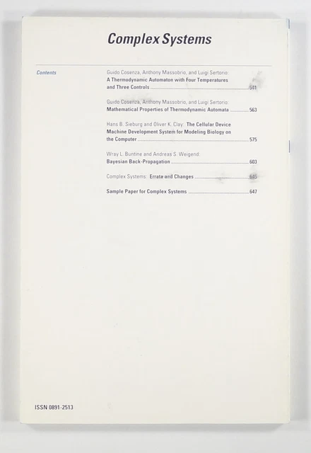 1991 Dec Complex Systems Stephen Wolfram Cellular Automata Computer Science Andc £625 Picclick Uk 3908
