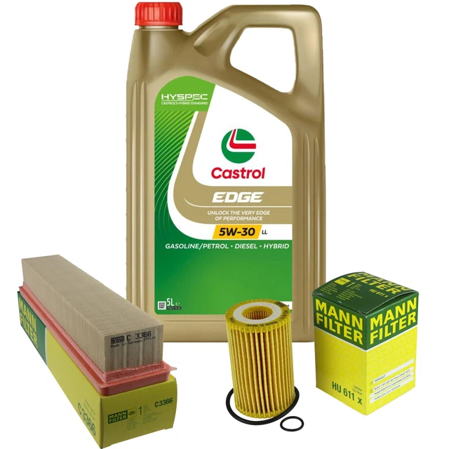 CASTROL EDGE 5L 5W-30 aceite Motor+MANN-FILTER Set Paquete Inspección ...