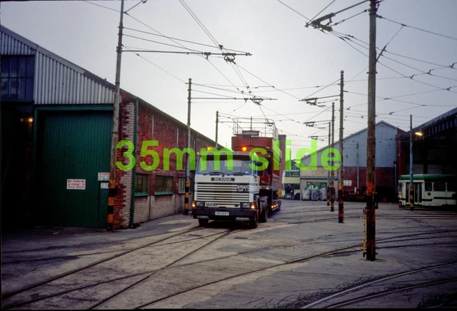 BLACKPOOL HOWTH TRAM 10 Leaves Rigby Road Yard Jan 1990 Original Slide ...