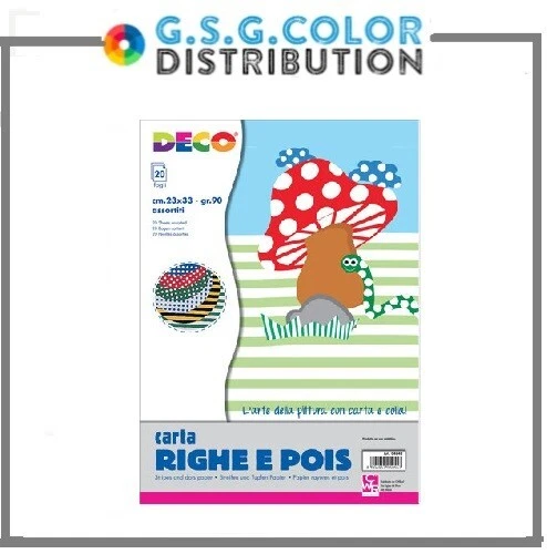 CARTA RIGHE E POIS CONFEZIONE 20 FOGLI CM 23x33 COLORI ASSORTITI EUR 6 ...