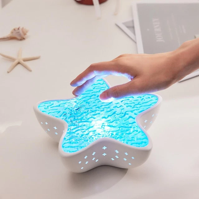 STARFISH OCEAN PROJECTION Lamp Rechargeable Romantic Water Ripple Night ...