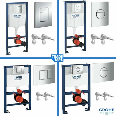 GROHE CONCEALED WALL Hung Cistern Wc Toilet Frame With Gloss Chrome ...