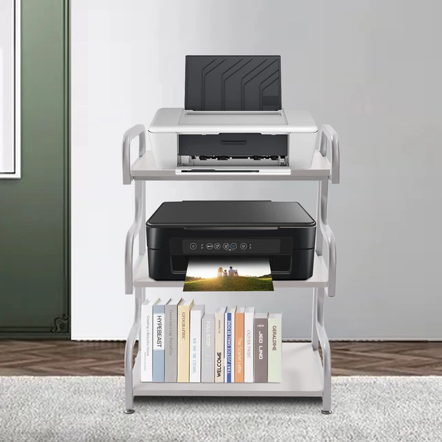 PRINTER STAND 3-TIER Printer Rack with Storage Shelf Home Office Desk ...