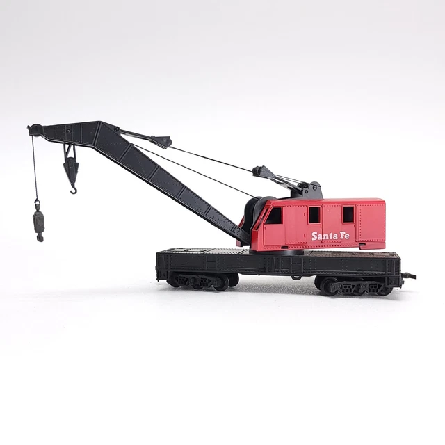 TYCO HO SCALE Santa Fe Railroad Crane Boom Lift Model Train Car Red $13 ...