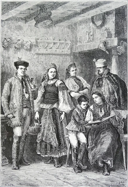 HABITANTS, TYPES ET costumes de la HONGRIE au 19e siècle - Gravure du ...
