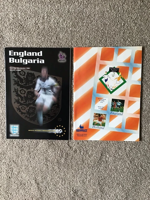 2 X ENGLAND FOOTBALL PROGRAMMES FROM THE 90’s £2.99 - PicClick UK