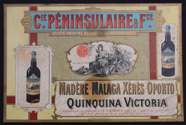 ANCIEN CARTON PUBLICITAIRE Quinquina VICTORI Cie Péninsulaire Porto ...