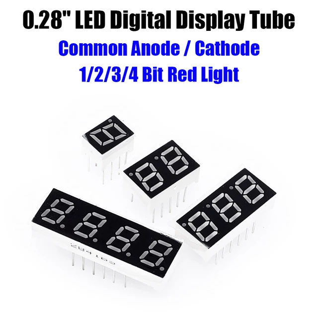 1/5PCS COMMON ANODE/CATHODE 1/2/3/4 Bit 0.28" Red Light LED Display ...