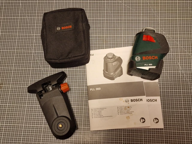 BOSCH LINIENLASER KREUZLINIENLASER rot PLL360 20m MM1 Standfuß Tasche ...