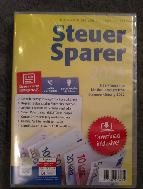 STEUER SPARER 2023 lSteuersoftware für Steuererklärung 2022 CD-ROM - NEU, OVP EUR 7,00 - PicClick DE