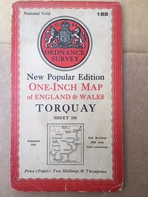 OS NEW POPULAR Edition One-Inch map Torquay Sheet 188 1951 EUR 2,42 ...