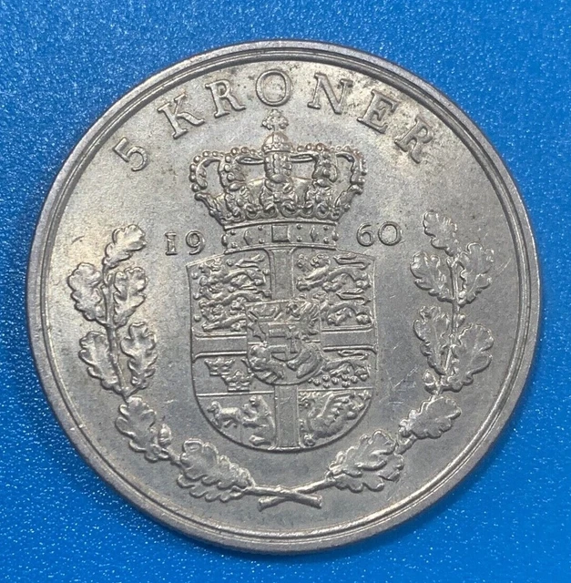 1960 DENMARK 5 Kroner - Frederik IX Coin 33mm EUR 2,99 - PicClick FR