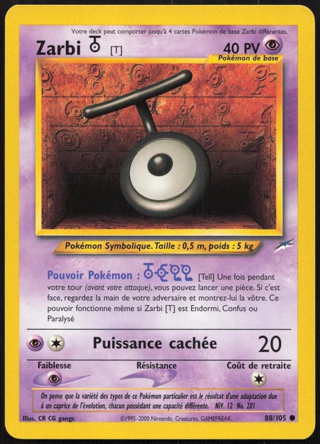 CARTE POKÉMON ZARBI T 88/105 Neo Destiny Français EUR 6,50 - PicClick FR