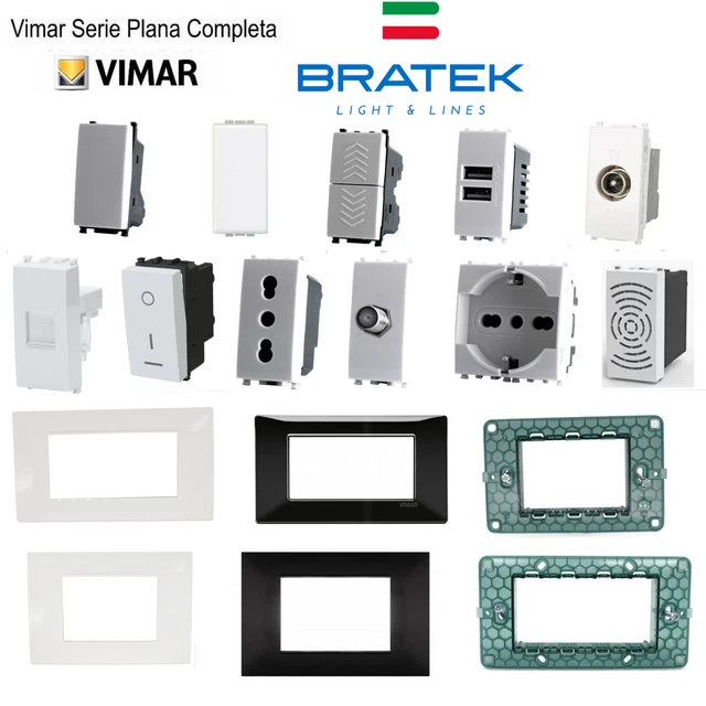 VIMAR PLANA COMPATIBILE Frutti Elettrici Shuko Pulsante Presa USB per ...