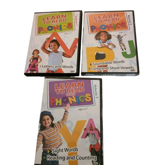 LEARN TO READ With Phonics: Letters and Words Age 2-7 DVD Lot Vol 1, 2 ...