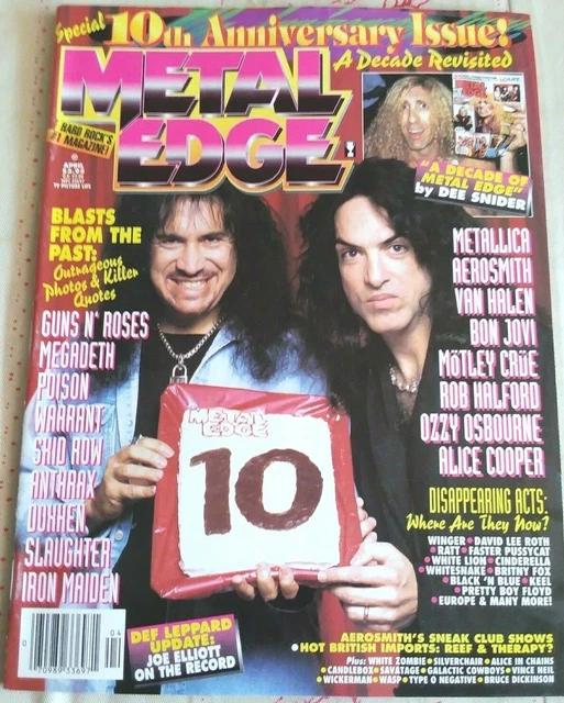 METAL EDGE MAGAZINE 10th Anniversary April 1996 Aerosmith Skid Row ...