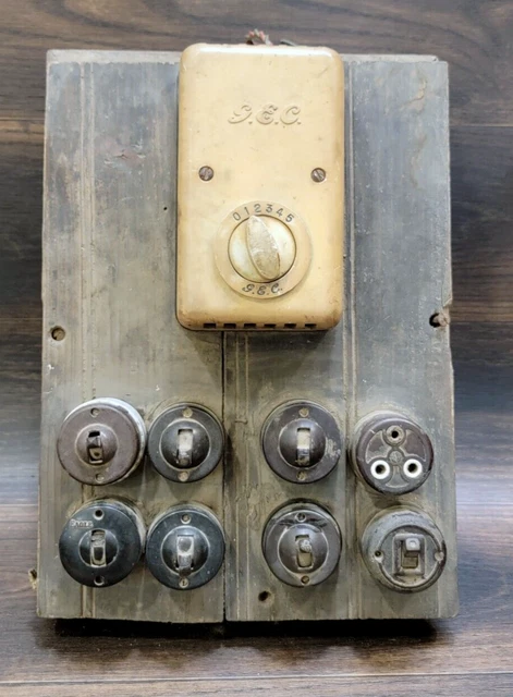 VINTAGE OLD BAKELITE Switch & Socket Antique Rare Electrical board made ...