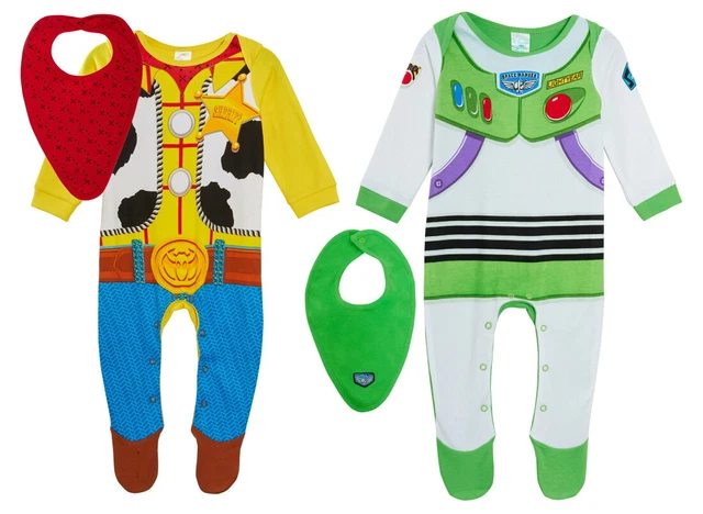 BABY BOYS DISNEY Toy Story 4 Buzz or Woody Babygrow + Bandanna Bib Gift ...