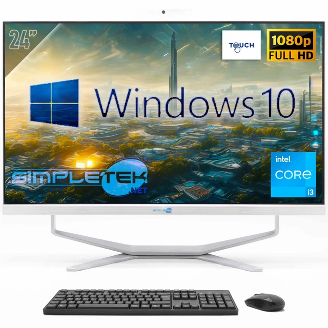 PC ALL IN ONE AIO 24” TOUCHSCREEN i3 WINDOWS 10 4GB 120GB FISSO WEBCAM ...