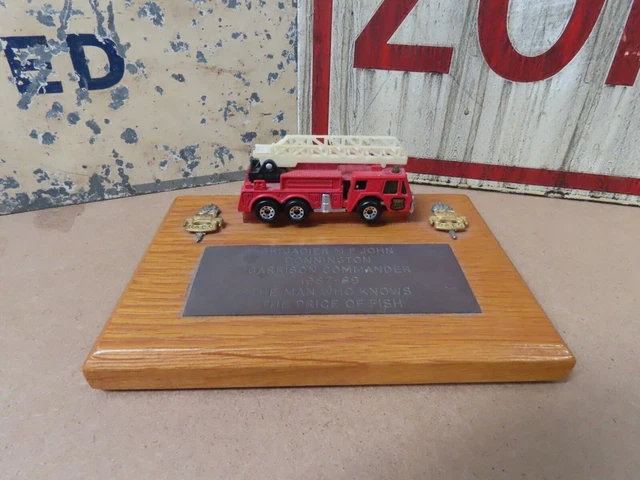 VINTAGE RAEC PRESENTATION Trophy with Matchbox Fire Engine Model ...