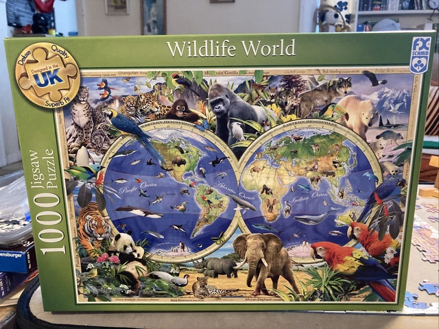 WILDLIFE WORLD MAP Jigsaw 1000 Piece Fx Schmid Animal Map Puzzle £4.99 ...