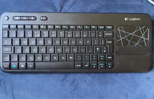 LOGITECH K400R BLACK Wireless USB Touchpad QWERTY Keyboard UNTESTED For ...