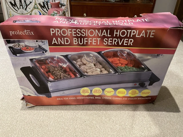 PROLECTRIX 3 PAN Buffet Server with Hot Plate £15.00 - PicClick UK