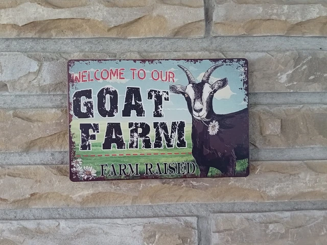 PLAQUE MÉTAL VINTAGE WELCOME TO OUR GOAT FARM, FARM RAISED EUR 9,95 ...