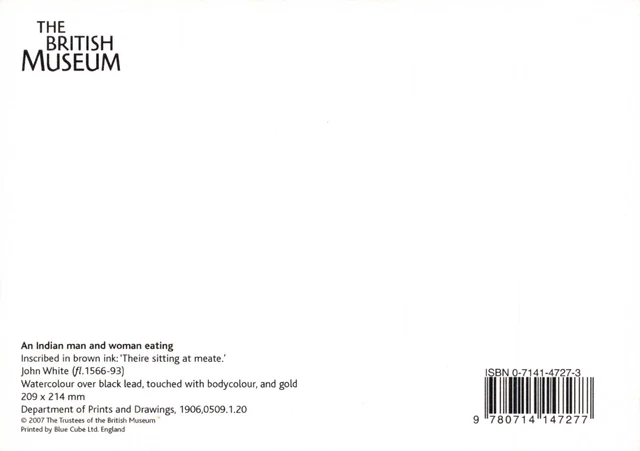 POSTCARD JOHN WHITE (d. 1593) Indian Man and Woman Eating Meat Art $9. ...