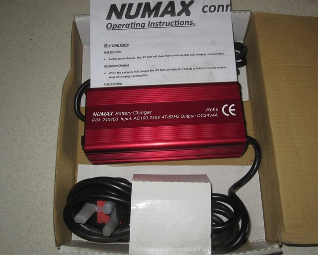 NUMAX MOBILITY BATTERY Charger 24V 4A - 240400 £29.95 - PicClick UK