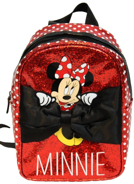 DISNEY PARKS RED Sparkle Glitter Mini Backpack Minnie Mouse Polka Dots ...
