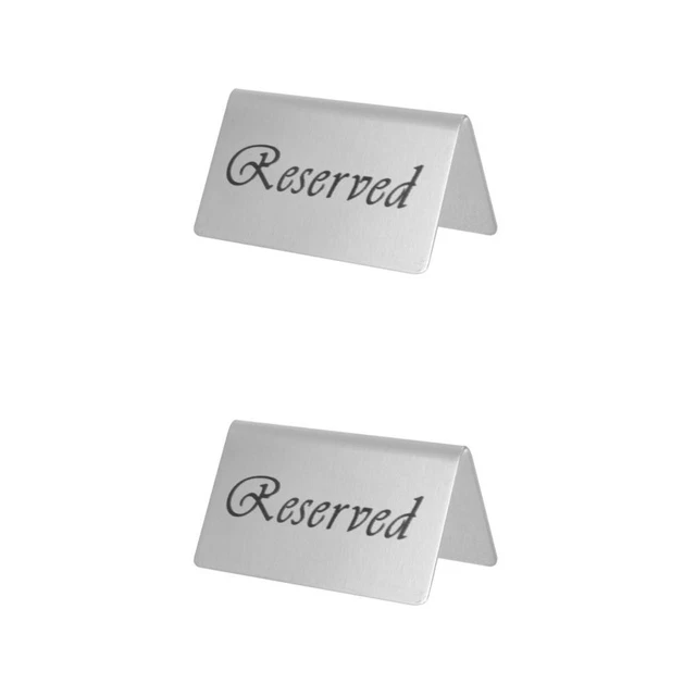 2 PCS STAINLESS Reserved Table Signs Guest Reservation Tent Seat £19.35 ...