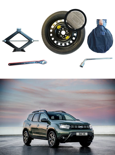 KIT ROUE DE secours galette 17'' pour DACIA DUSTER AVEC CRIC CLE ET sac ...