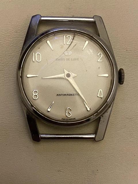 VINTAGE SWISS DE LUXE Swiss Made Manual Wind Diamond Tooled Mens Watch ...