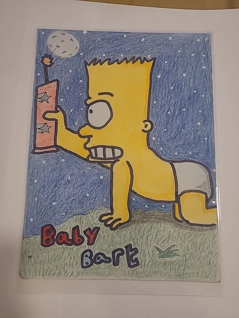A ORIGINAL A4 Laminated Drawing Of Baby Bart Simpson £5.00 - PicClick UK