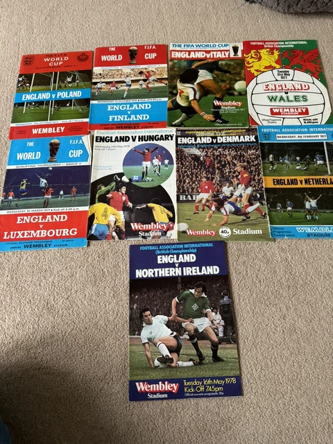 1970’S COLLECTION OF 9 ENGLAND FOOTBALL PROGRAMMES ( World Cup ...